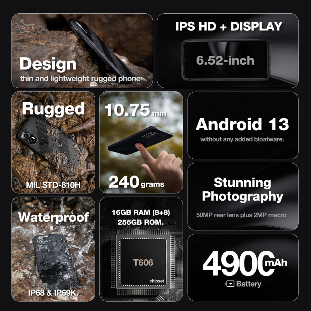 AGM H6 | Ultra-Thin | Rugged | 6.56-inch 90Hz Display | 8GB RAM + 8GB