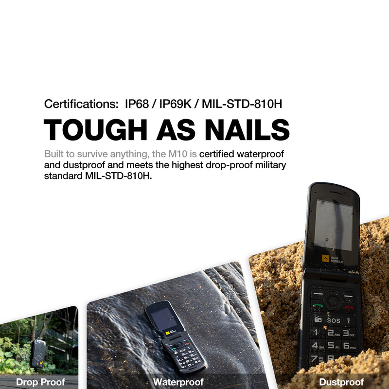 AGM M10｜Smart LED Alerts｜Dual SIM｜SOS Call Key｜High-decibel Speaker