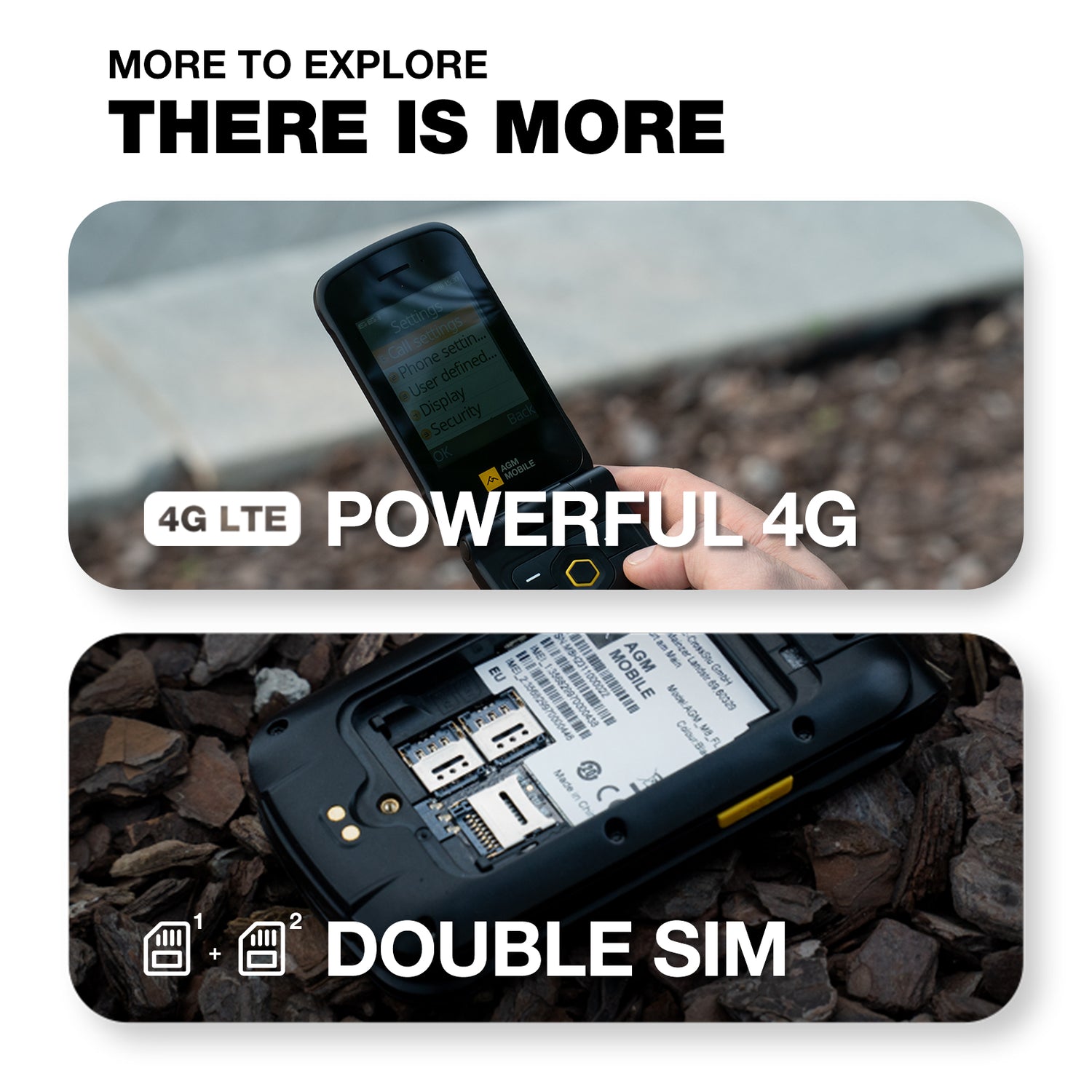 AGM M8 FLIP Security+ | Rugged Flip Phone | Secure Data | Reduced vuln