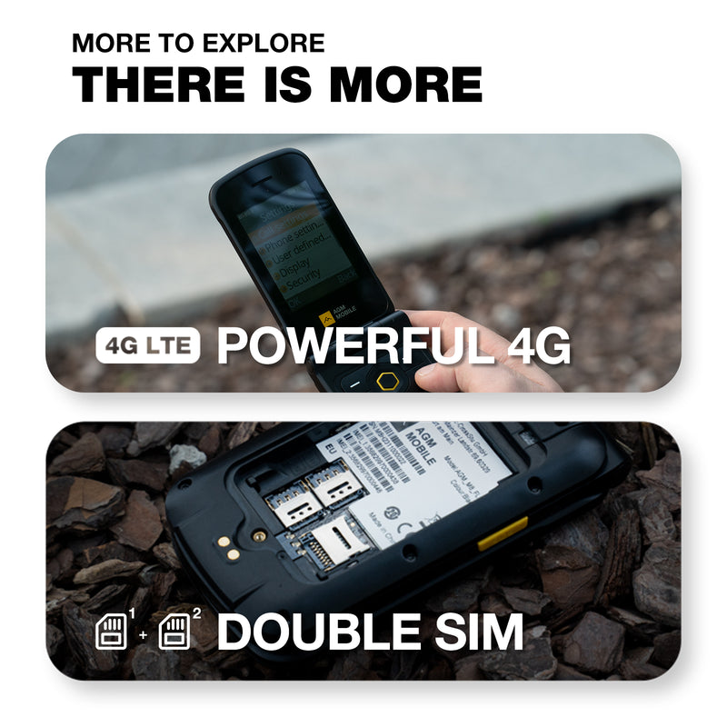 AGM M8 FLIP Security+ | Rugged Flip Phone | Secure Data | Reduced vuln